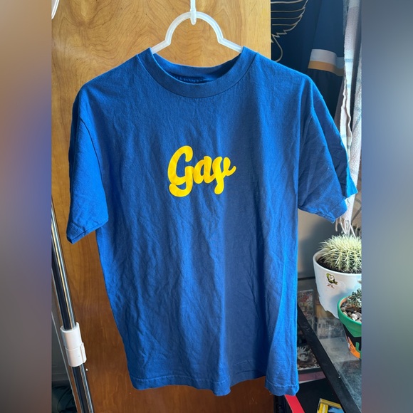 Shirts | Brockhampton Blue And Yellow Script Gay Tshirt | Poshmark